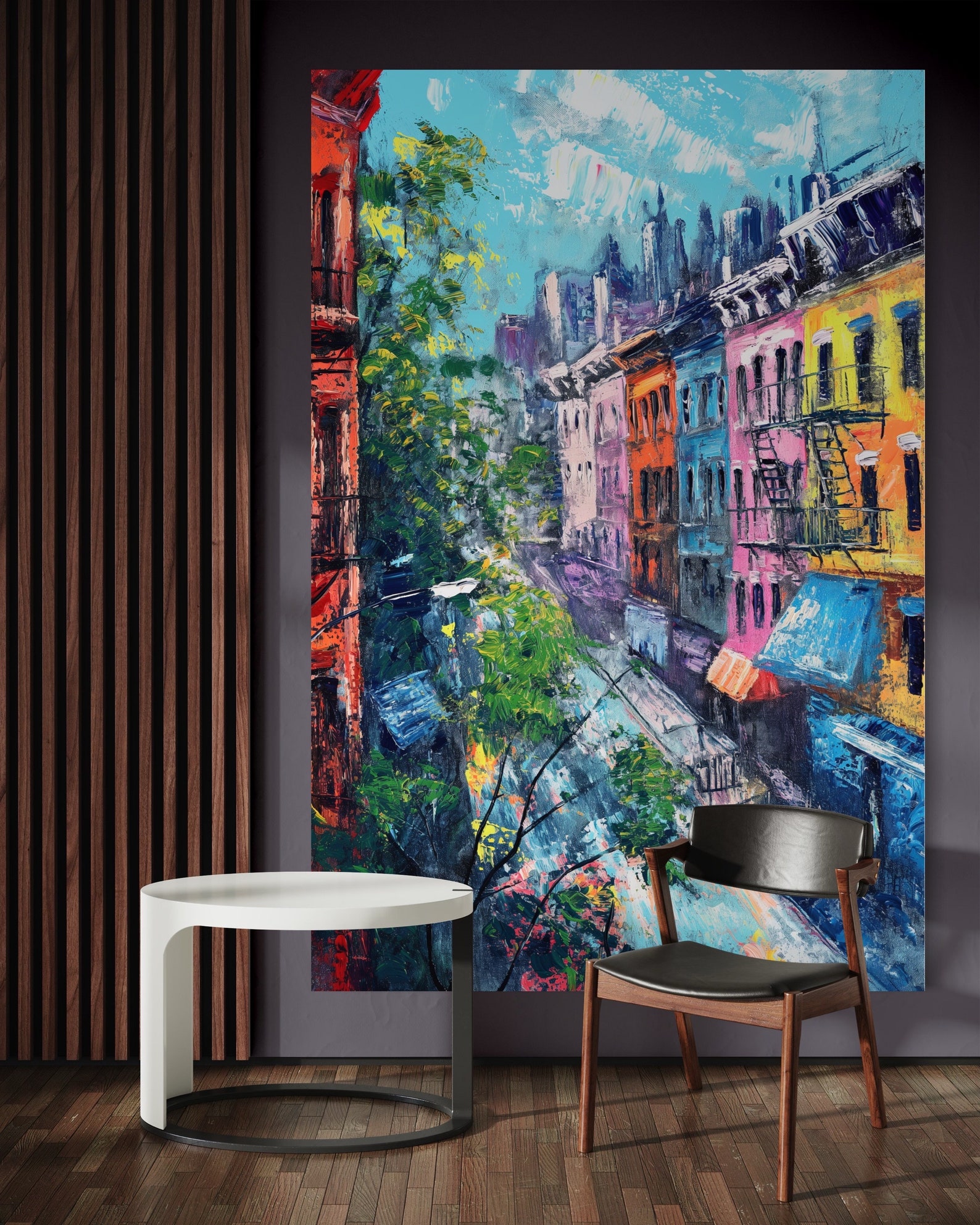 Colorful New York City Street Scene Canvas Print | Unique Cityscape Art ...