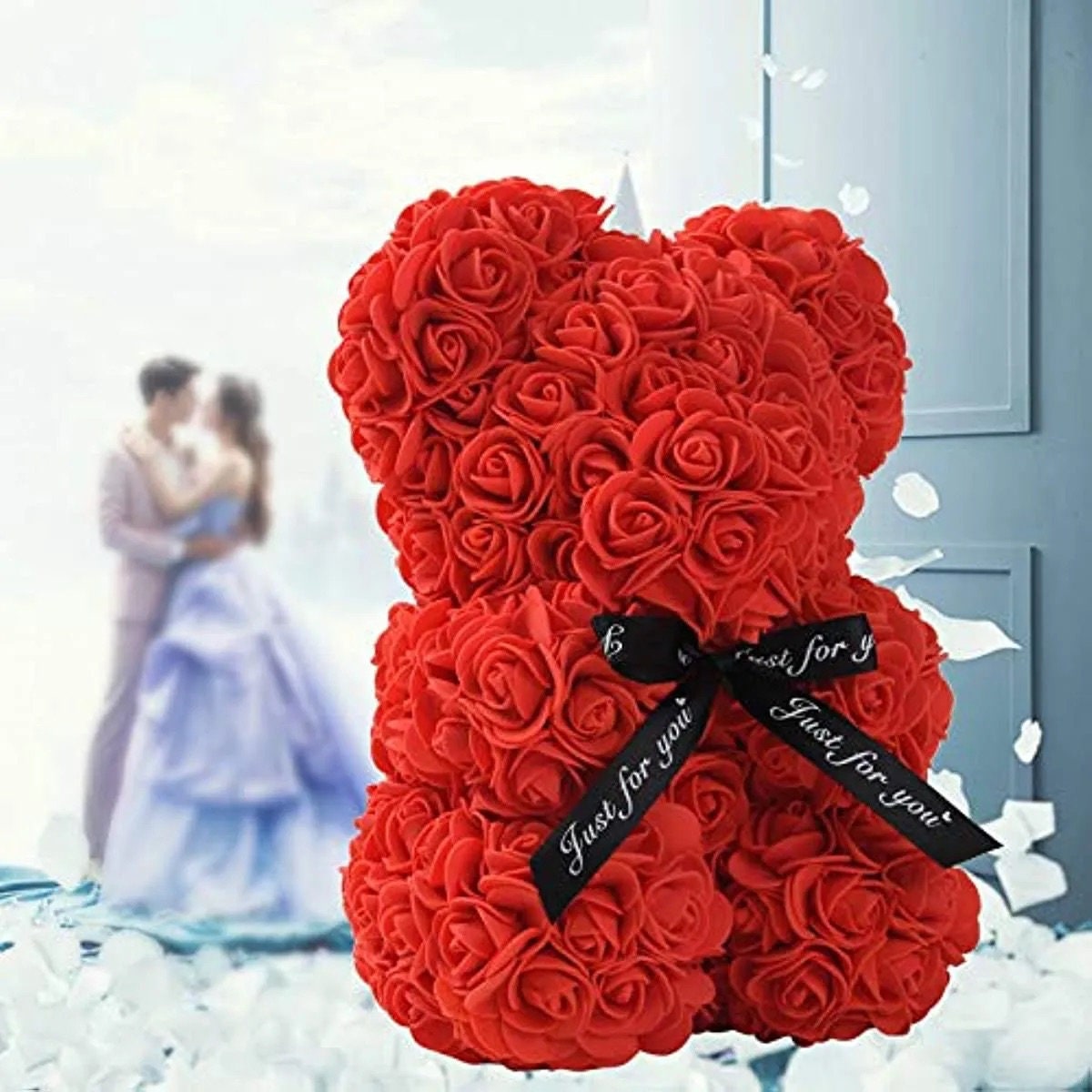 25cm Artificial Rose Bear for Bridal, Anniversary, Christmas, Valentine ...