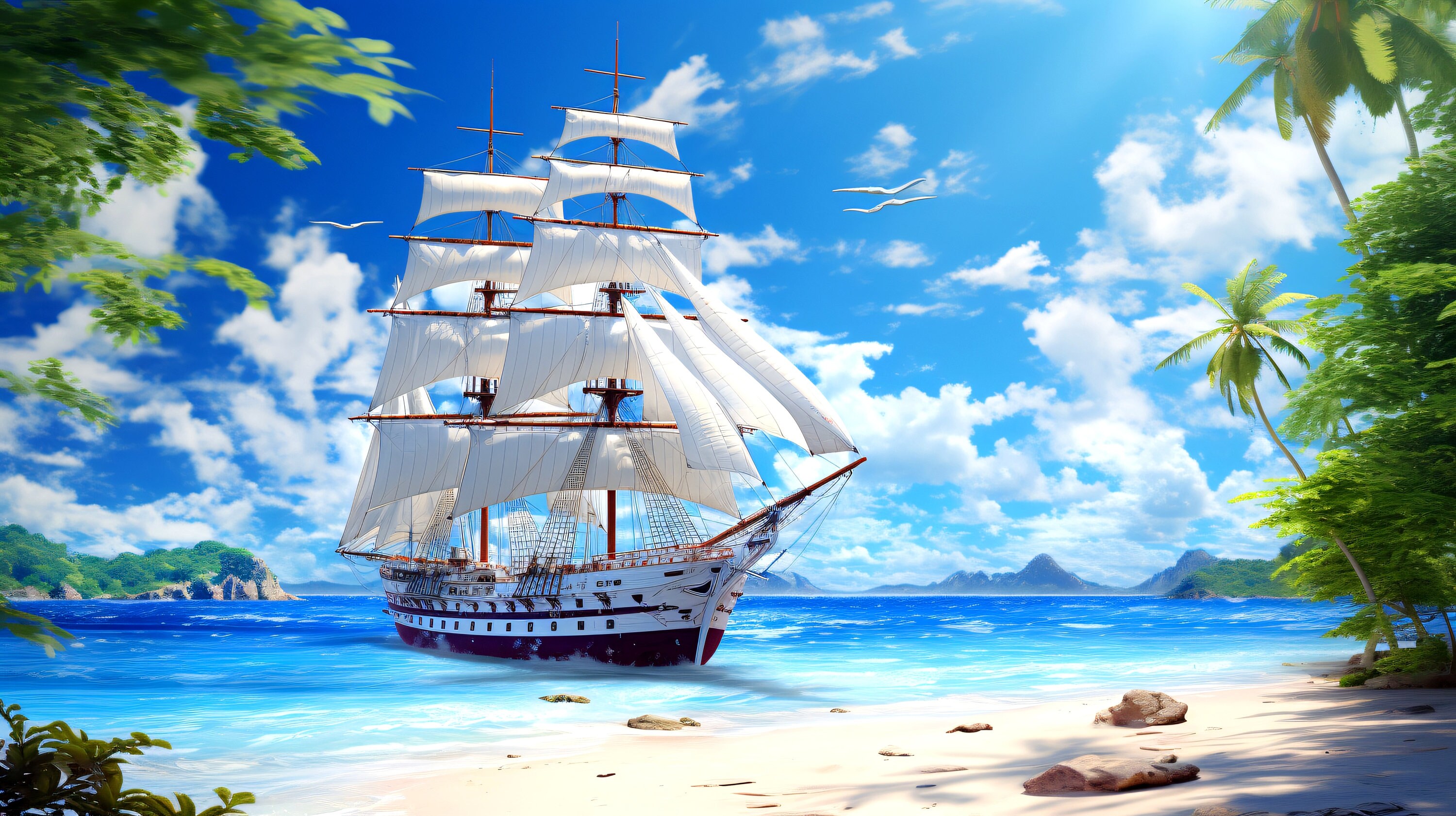 Sailing Ship in Caribbean - AI Generated Art - Midjourney AI Art ...