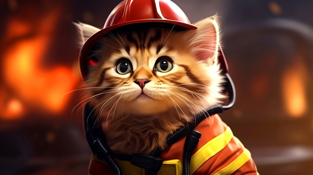 Firefighting Cat - AI Generated Art - Midjourney AI Art - Digital Art ...