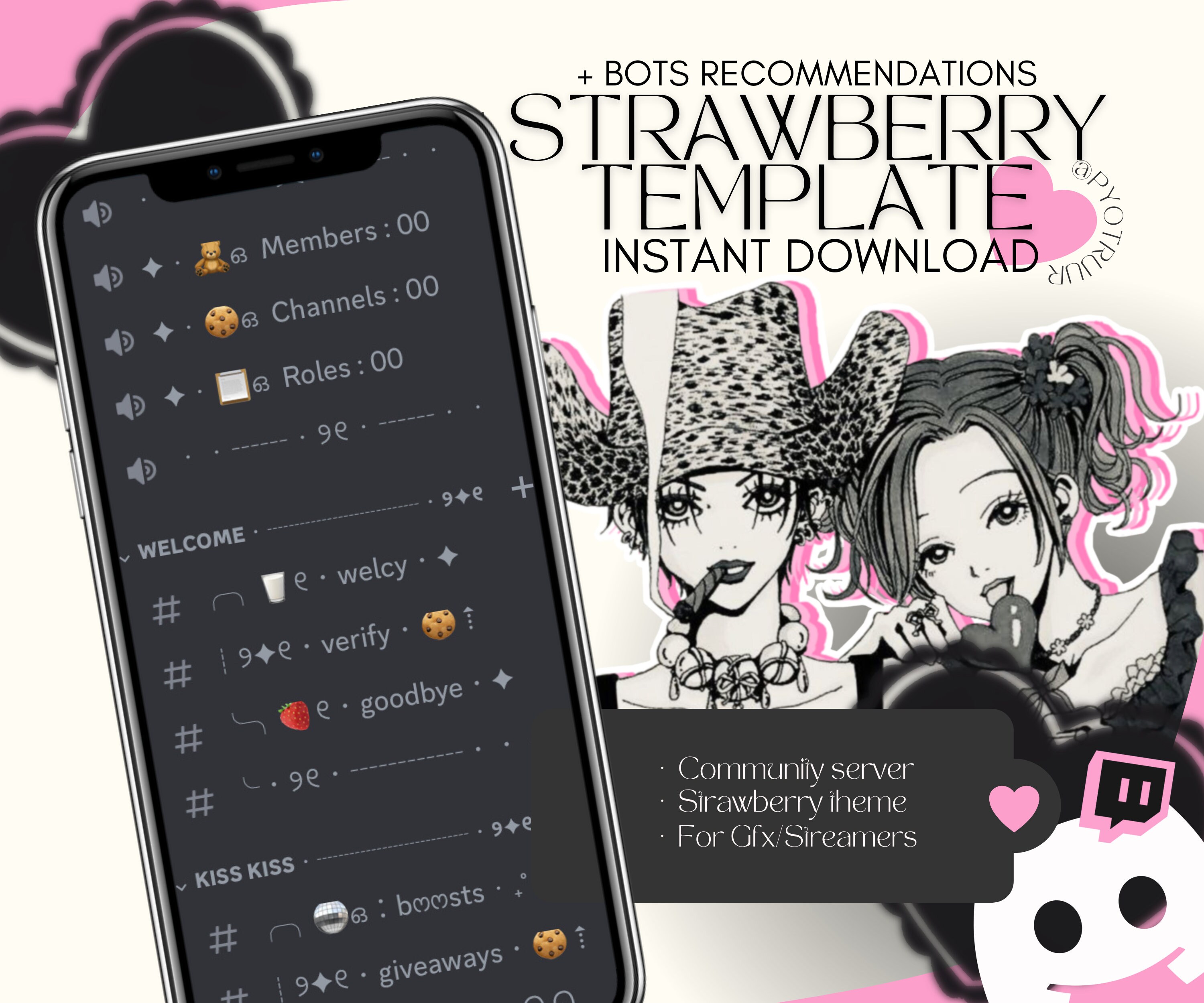 Discord Server Template Aesthetic Strawberry Coquette Template - Etsy