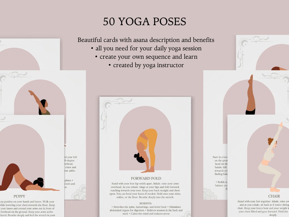 Yoga Poses 50 Beautiful Yoga Poses Cards With Printable - Etsy Australia