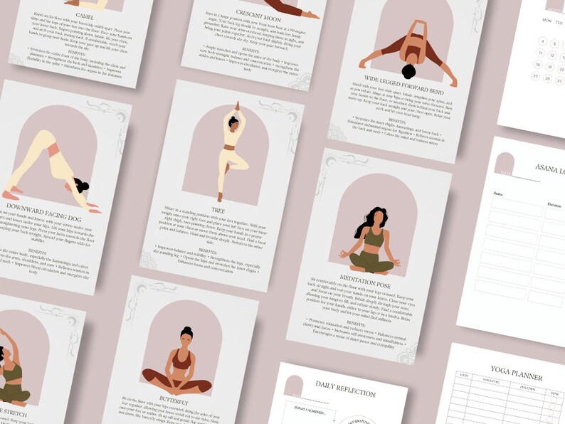 Yoga Poses 50 Beautiful Yoga Poses Cards With Printable - Etsy Australia