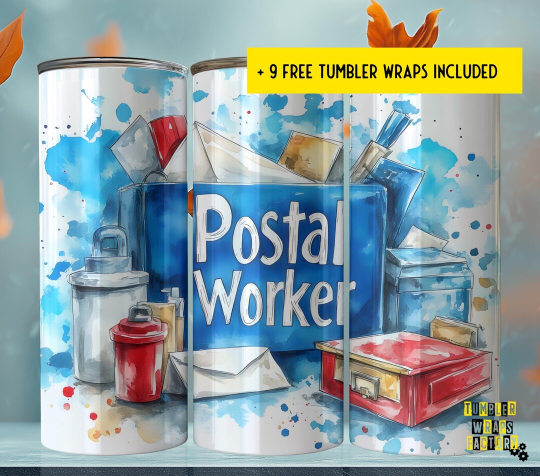 Postal Worker 20 Oz Skinny Tumbler Wrap Sublimation Design, Cute Mail ...