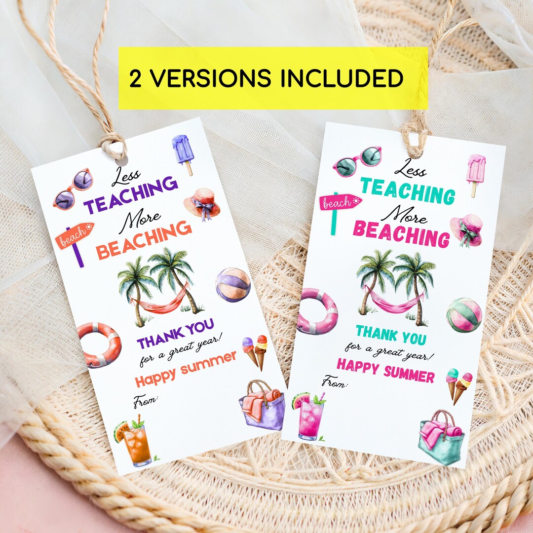End of Year Teacher Gift Tag, Summer Teacher Gift Tag, Teacher Beach ...
