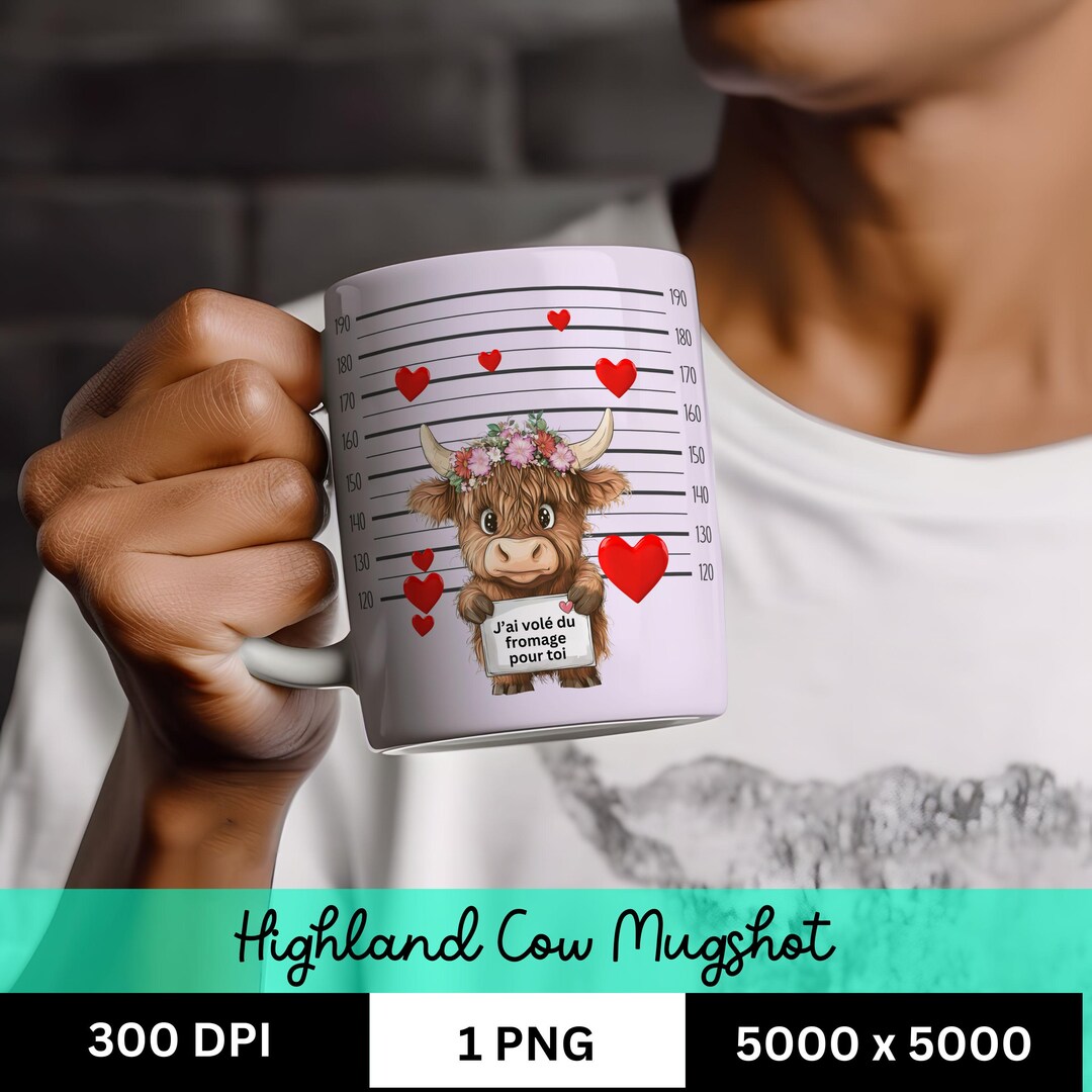 Funny Highland Cow Mugshot - Digital Download - Cow Lover Sublimation ...