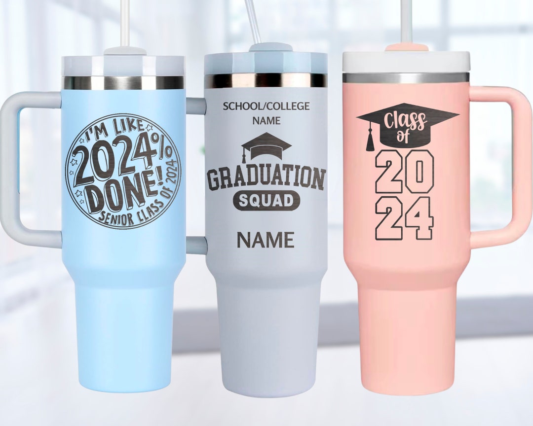 Custom 2024 Graduation Tumbler, Engraved Stainless Steel Travel Mug - Etsy