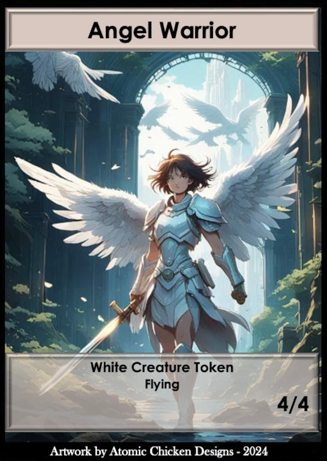 MTG Token White Angel Warrior - Etsy