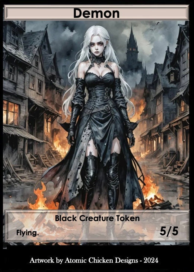MTG Token Black Demon - Etsy