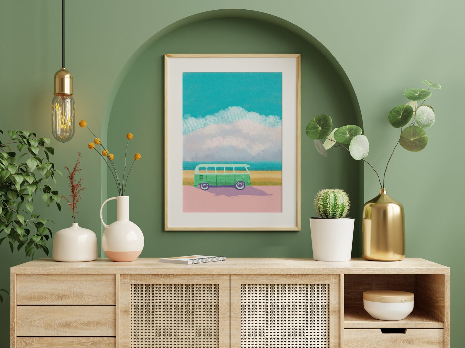 Retro Van Print, Road Trip, Surfboard Van, Volkswagen Van, Van ...