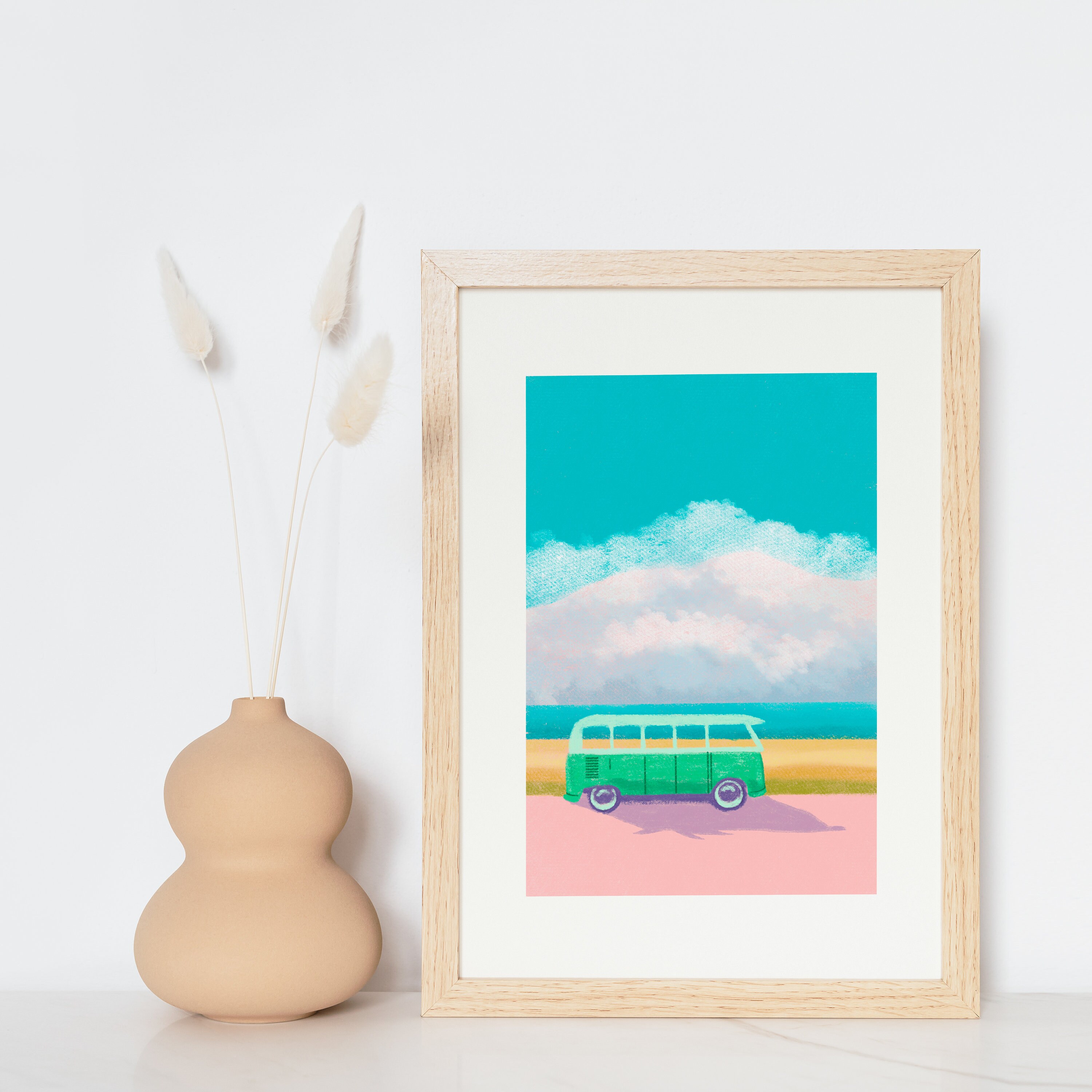 Retro Van Print Road Trip Surfboard Van Volkswagen Van Van - Etsy