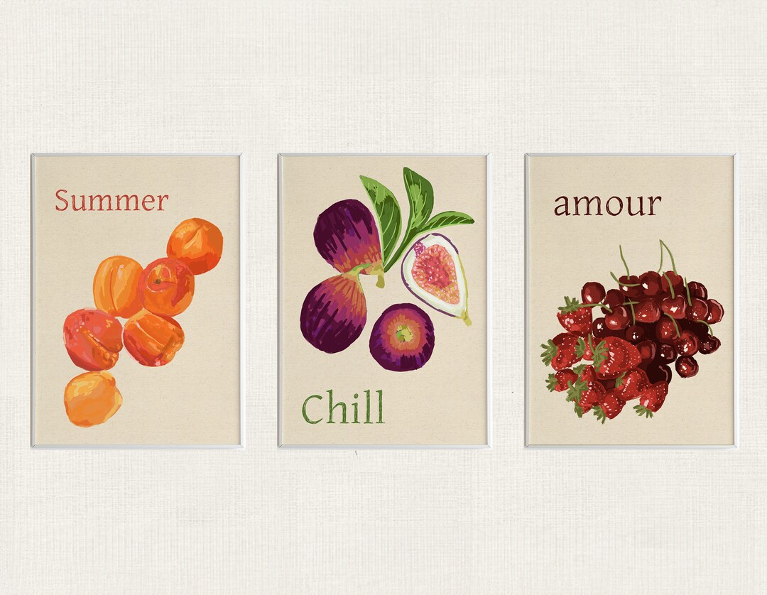 Fruit Poster Set, Fruit Art Set, Artful Poster Set, Wall Art Set Print ...