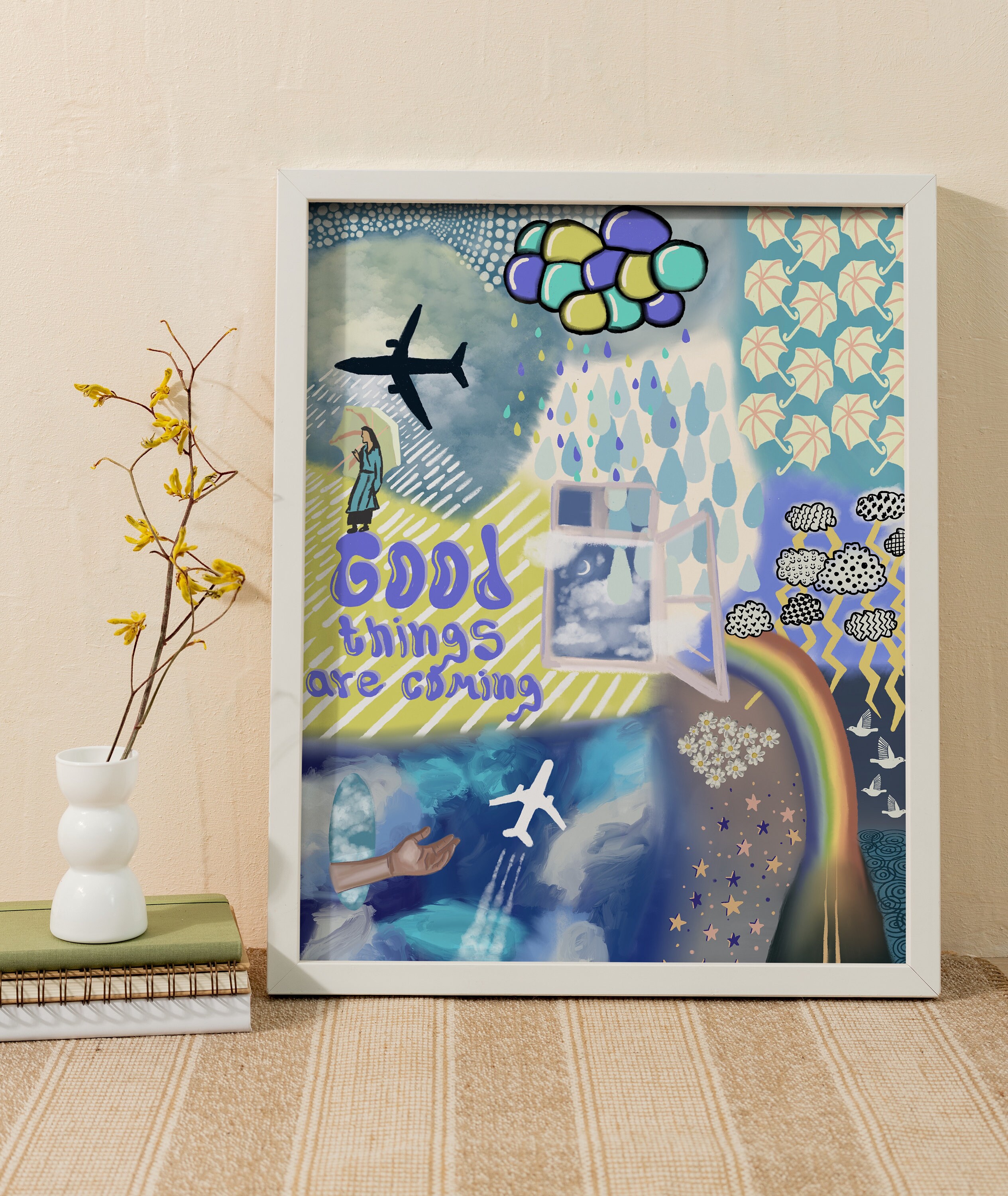 Sky Collage Poster Collage Art Poster Surreal Art Print Illustration ...