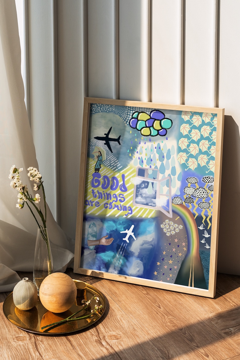 Sky Collage Poster Collage Art Poster Surreal Art Print Illustration ...