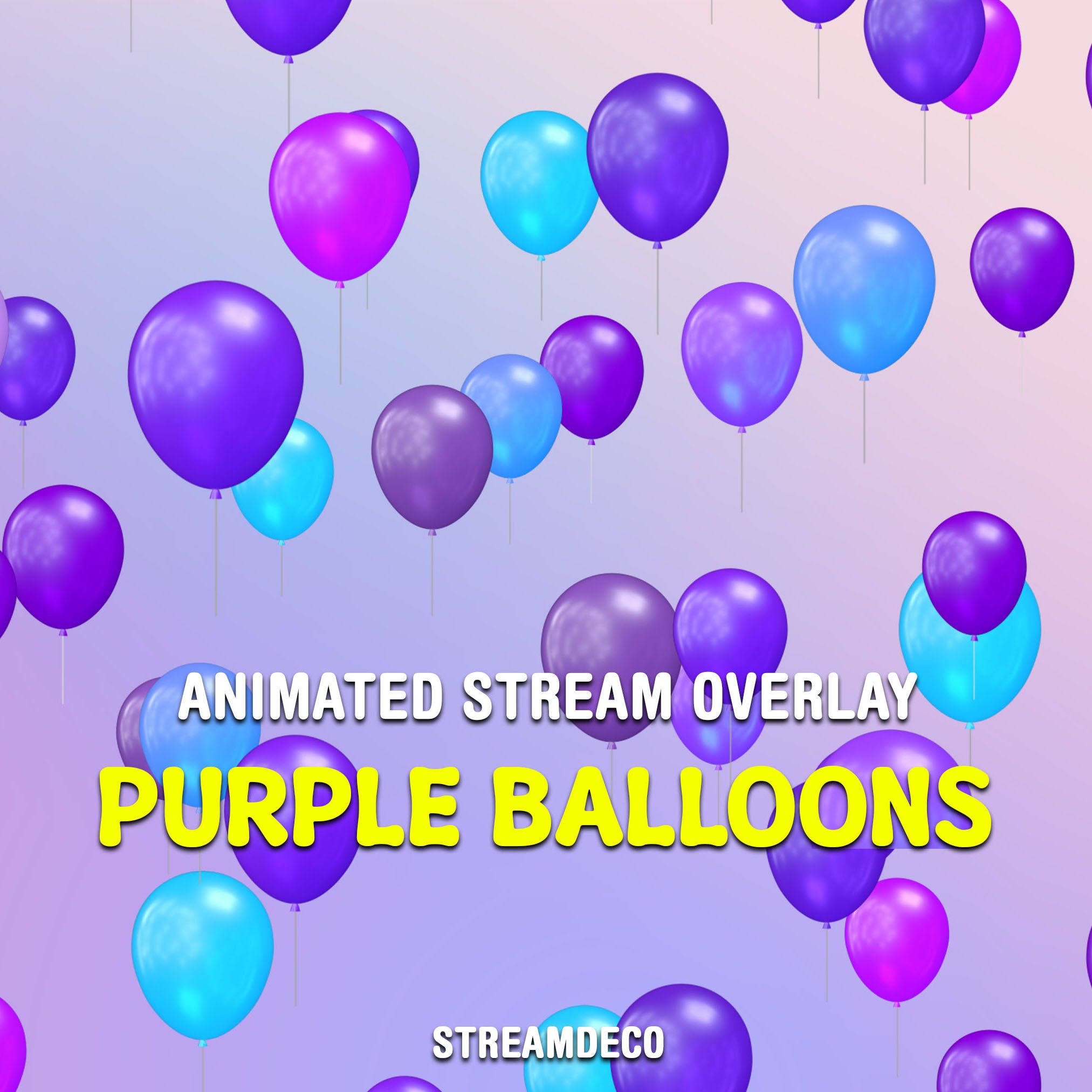 Purple Balloons Animated Twitch Overlay, Stream Alert for Streamlabs ...