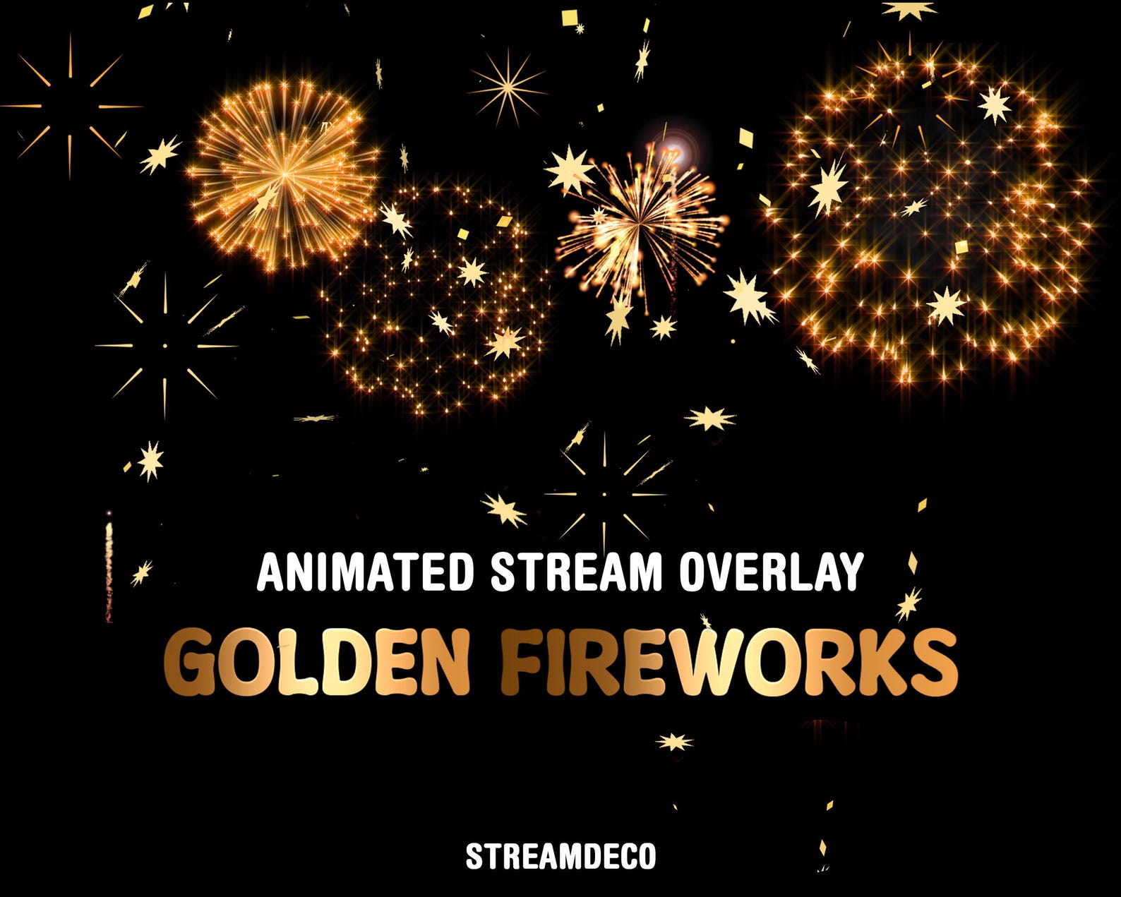 Golden Fireworks, Twitch Alert, Animated Stream Overlay, Streamer and ...