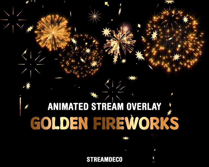 Golden Fireworks, Twitch Alert, Animated Stream Overlay, Streamer and ...