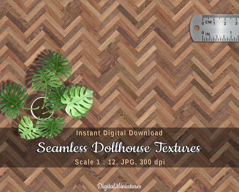 Printable Parquet Flooring Herringbone, Wood Mosaic, for DIY Dollhouse ...