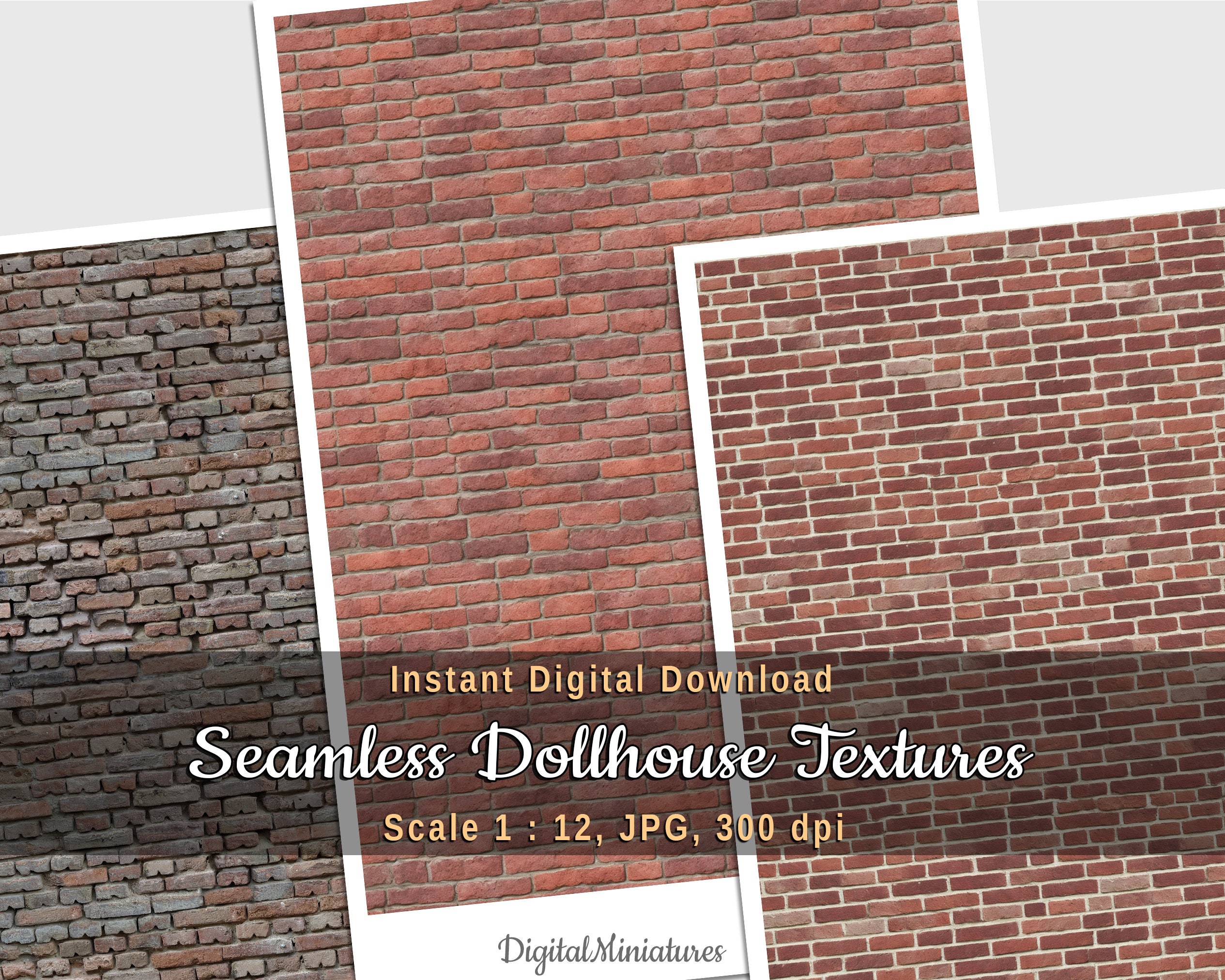 Old Red Brick Walls Printable Sheets for DIY Dollhouse and Miniature ...