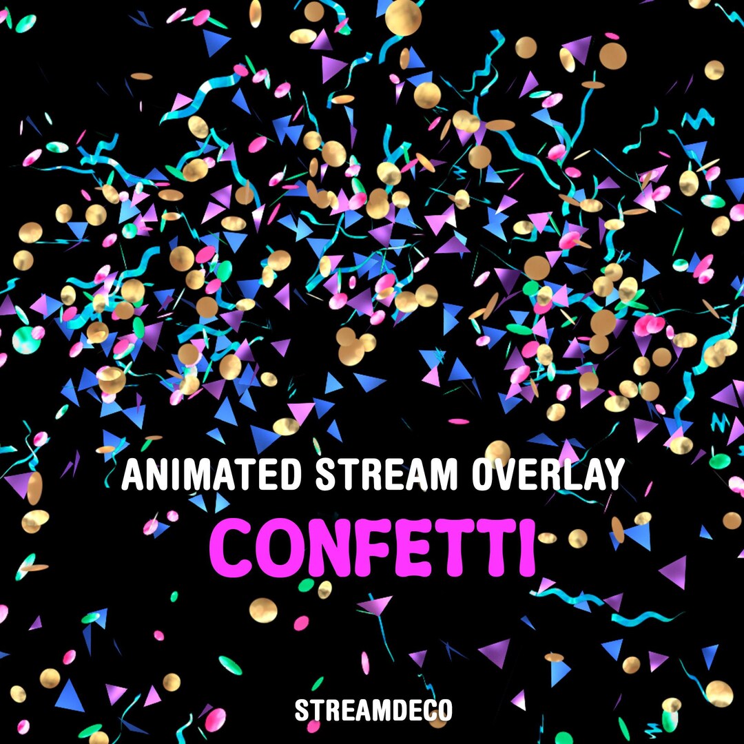 Confetti Animated Stream Overlays, Fullscreen Twitch Alerts, Streamer and Vtuber Assets, Festive ...