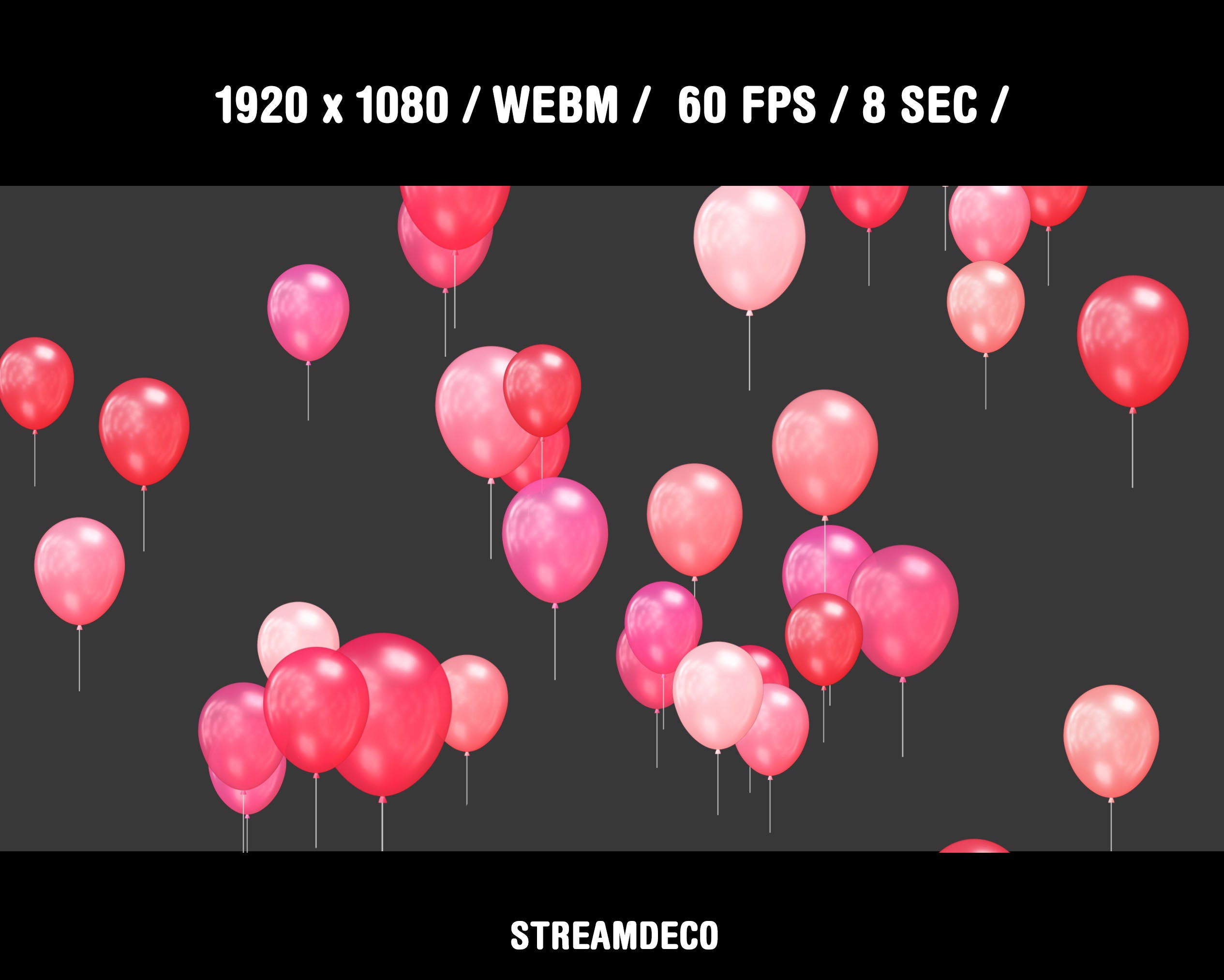 Animated Balloons Stream Decoration, Flying Pink Balloons Twitch ...