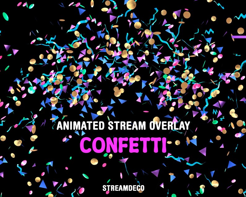 Confetti Animated Stream Overlays, Fullscreen Twitch Alerts, Streamer and Vtuber Assets, Festive ...
