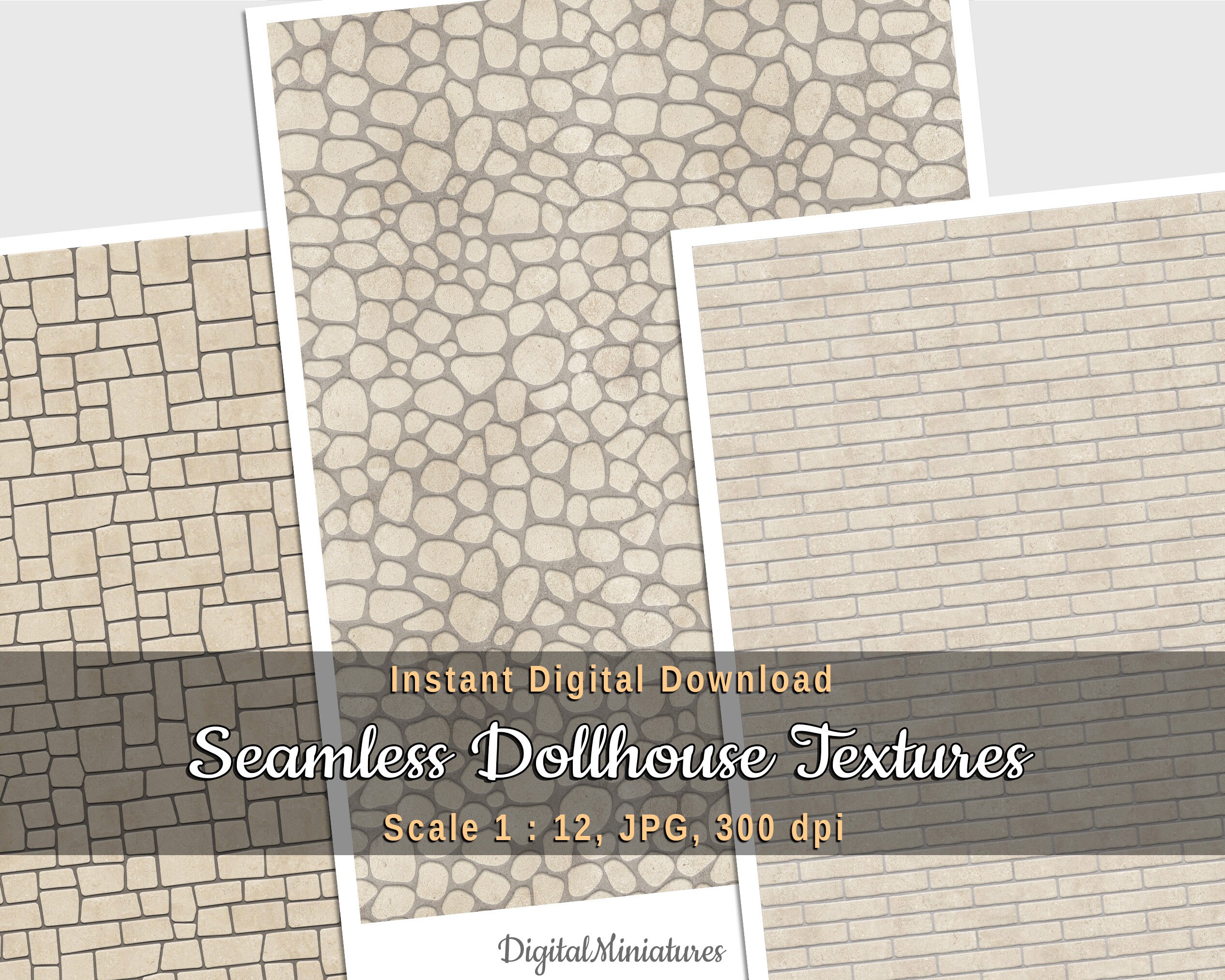 Miniature Light Brick Paving Facing Stone, Printable Sheets for DIY ...