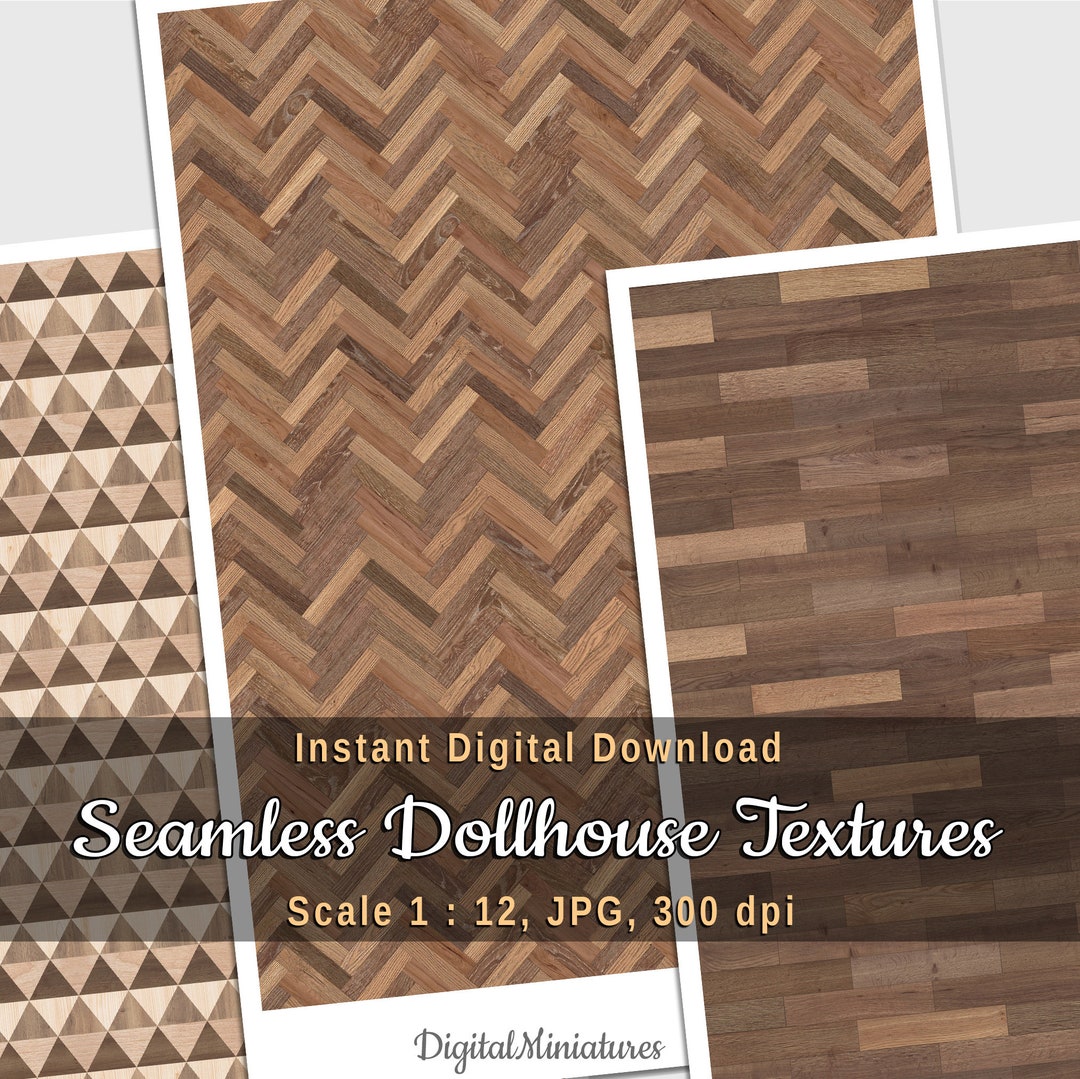 Printable Parquet Flooring Herringbone, Wood Mosaic, for DIY Dollhouse ...