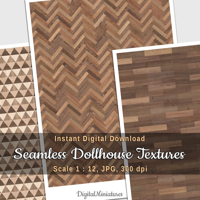 Printable Parquet Flooring Herringbone, Wood Mosaic, for DIY Dollhouse ...
