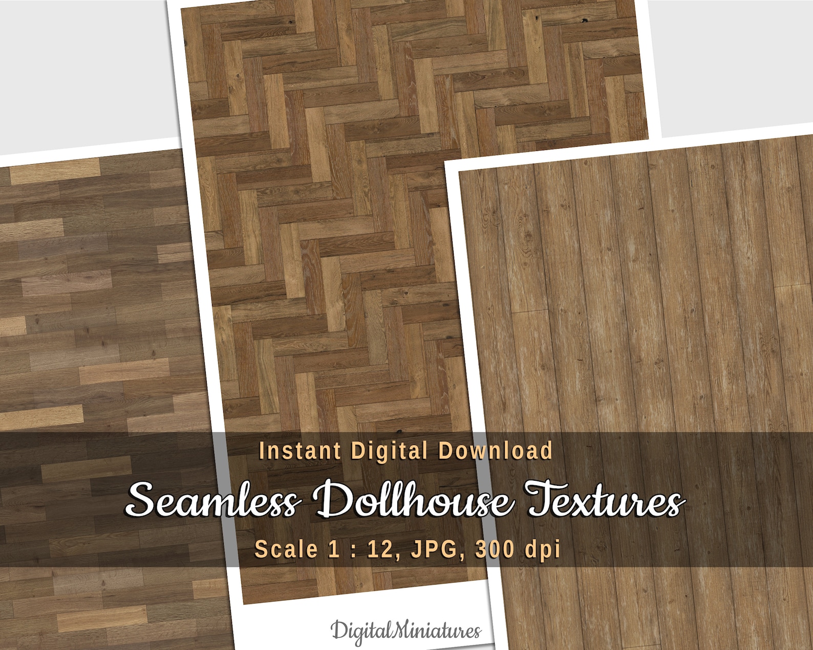 Dark Wood Floor Dollhouse, Printable Parquet and Planks for DIY ...