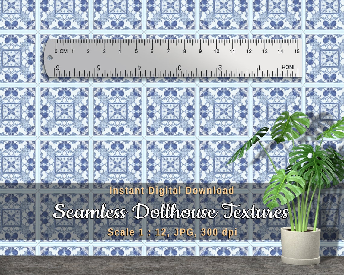 Blue and White Ceramic Tiles Printable Sheets for DIY Dollhouse and ...