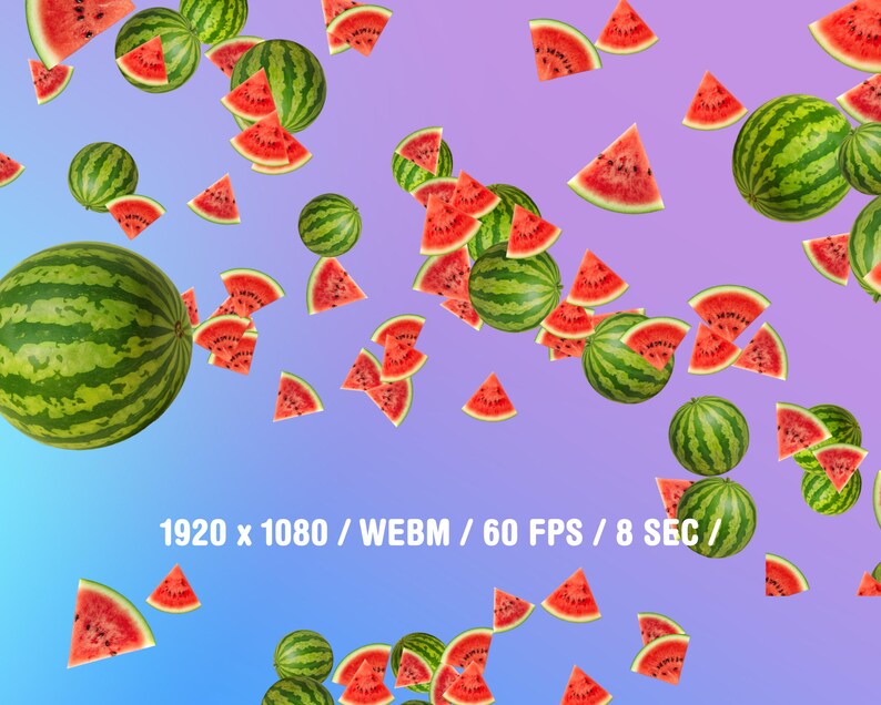 Animated Twitch Overlay Flying Watermelons, Stream Alert Follow Sub ...
