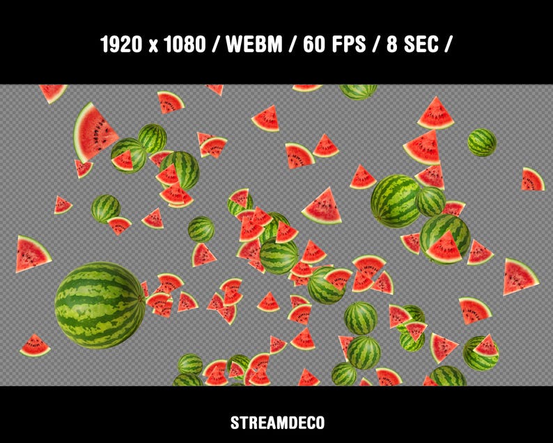 Animated Twitch Overlay Flying Watermelons, Stream Alert Follow Sub ...