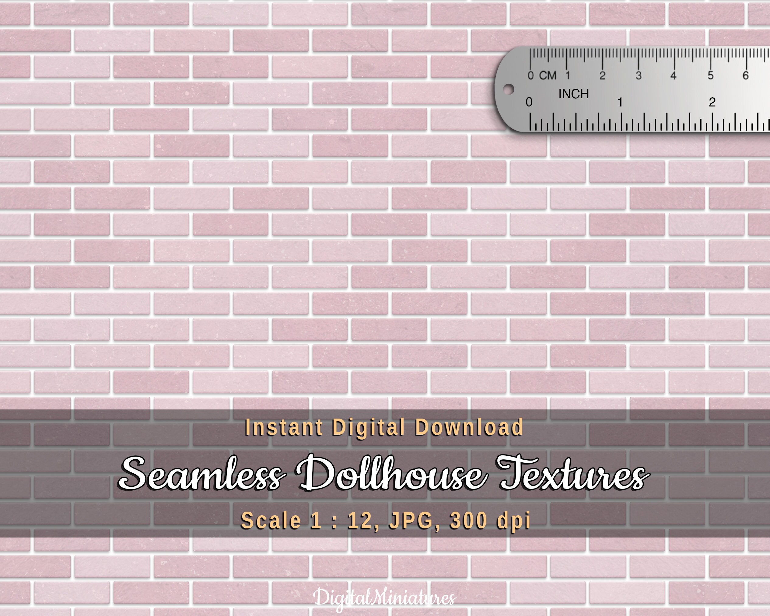 Cozy Modern Red Brick Dollhouse Wallpaper Printable for Miniature Doll ...