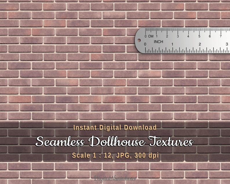 Victorian Dollhouse Wallpaper, Brick Wall & Wood Floor – 1:12 Scale ...