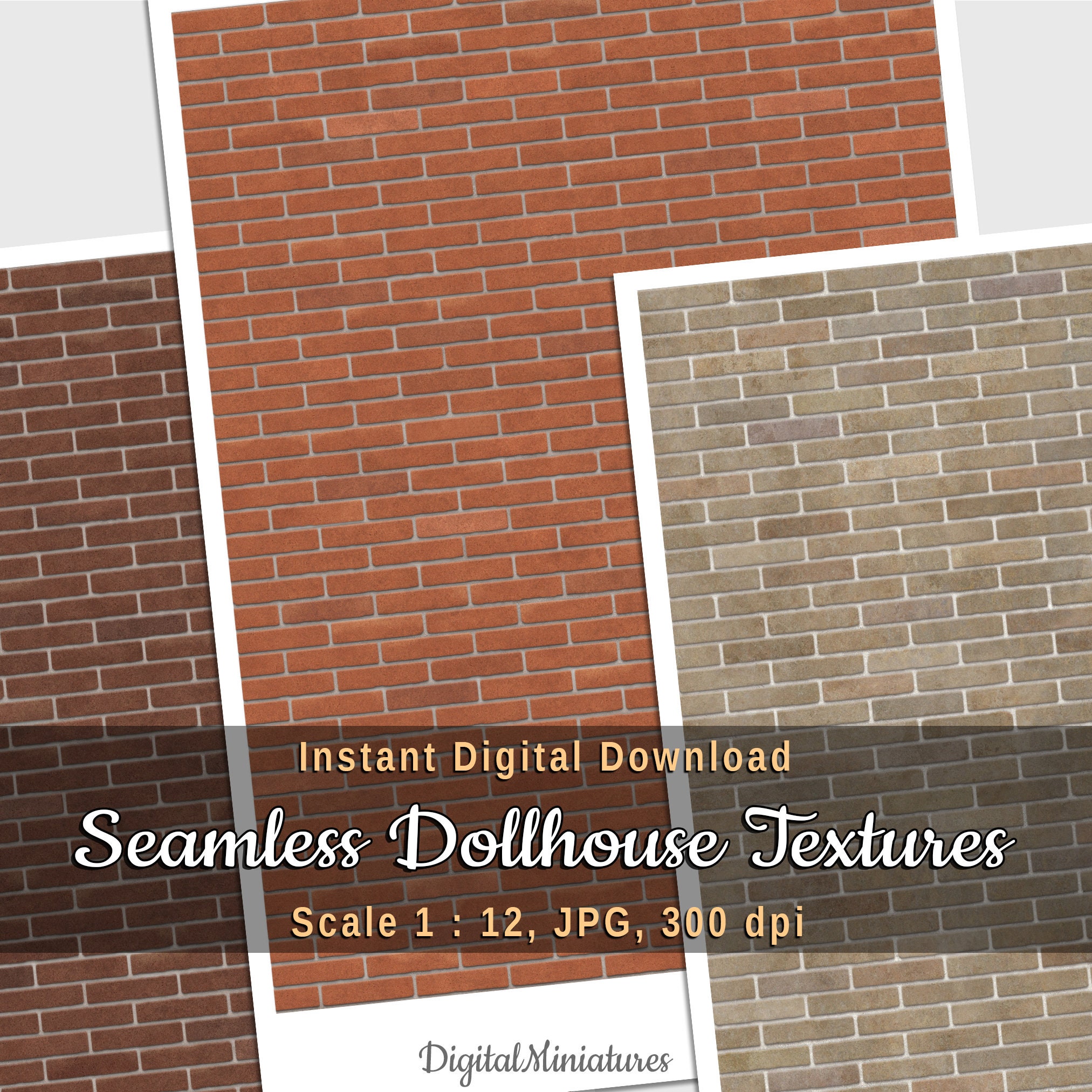 Miniature Dark Brick Walls Printable Sheets for DIY Dollhouse and ...