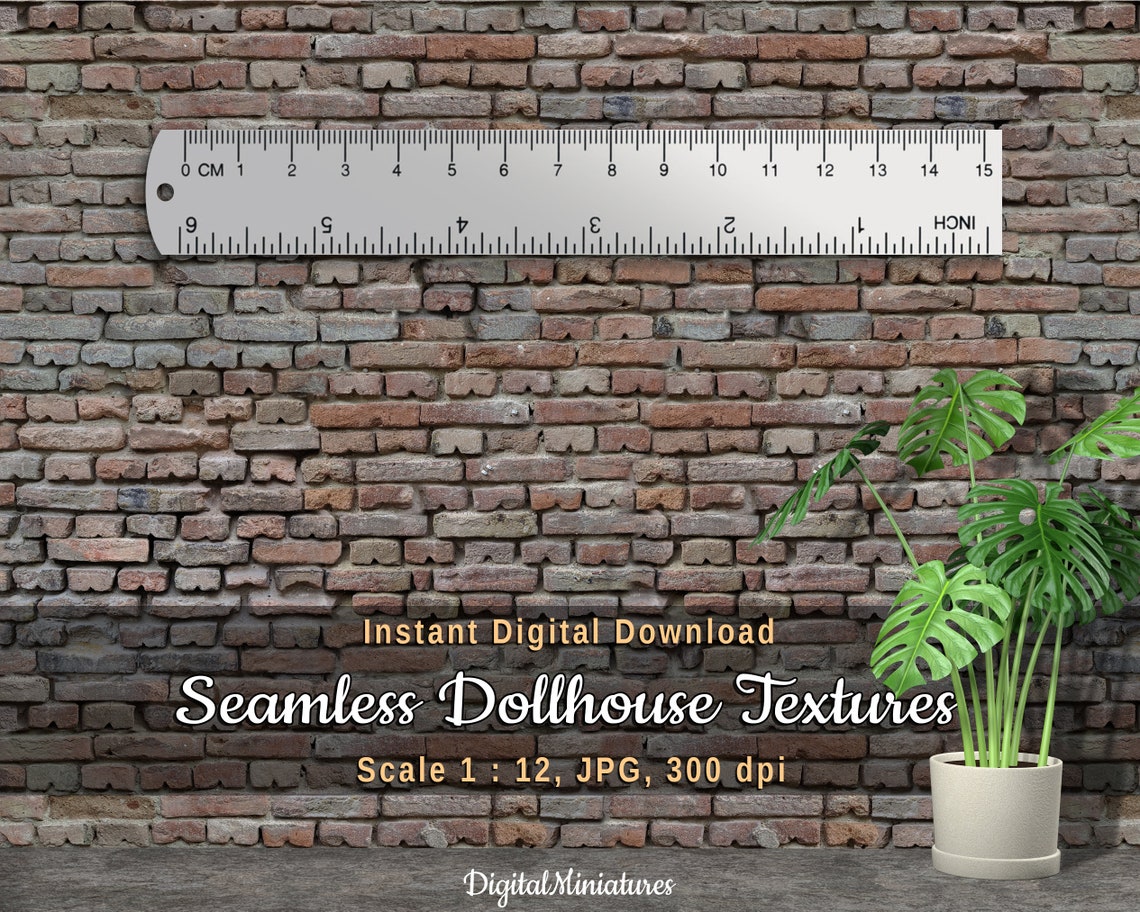 Old Red Brick Walls Printable Sheets for DIY Dollhouse and Miniature ...