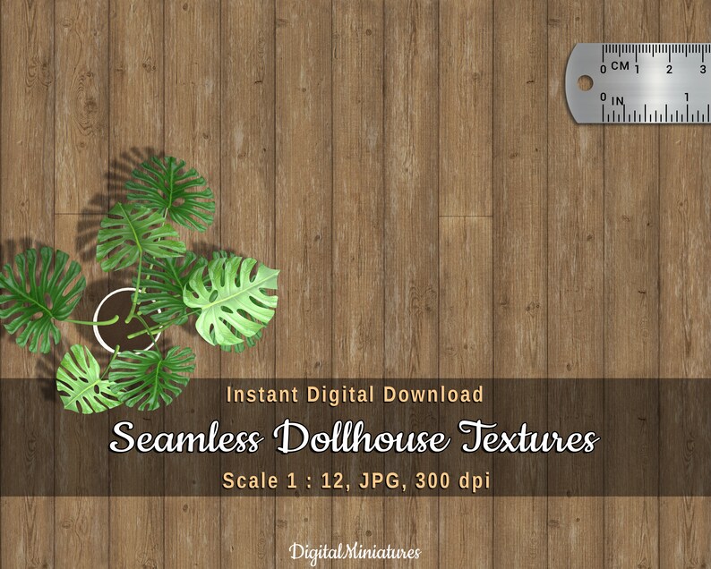 Dark Wood Floor Dollhouse, Printable Parquet and Planks for DIY ...