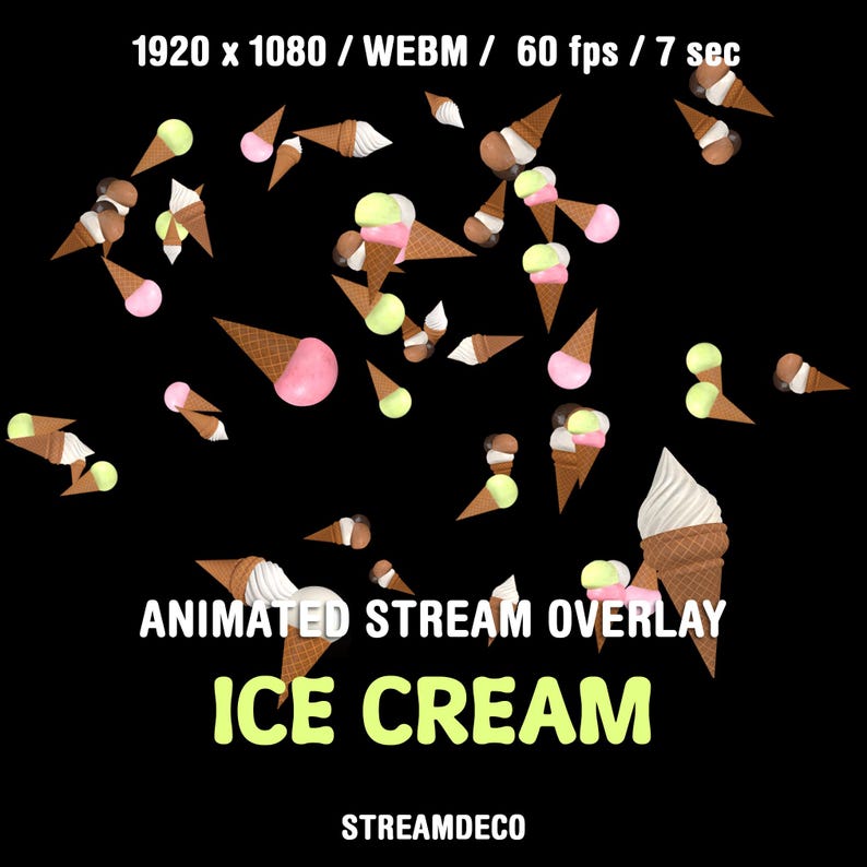 Ice Cream Stream Overlay, Animated Twitch Alert, Stream Decoration for ...