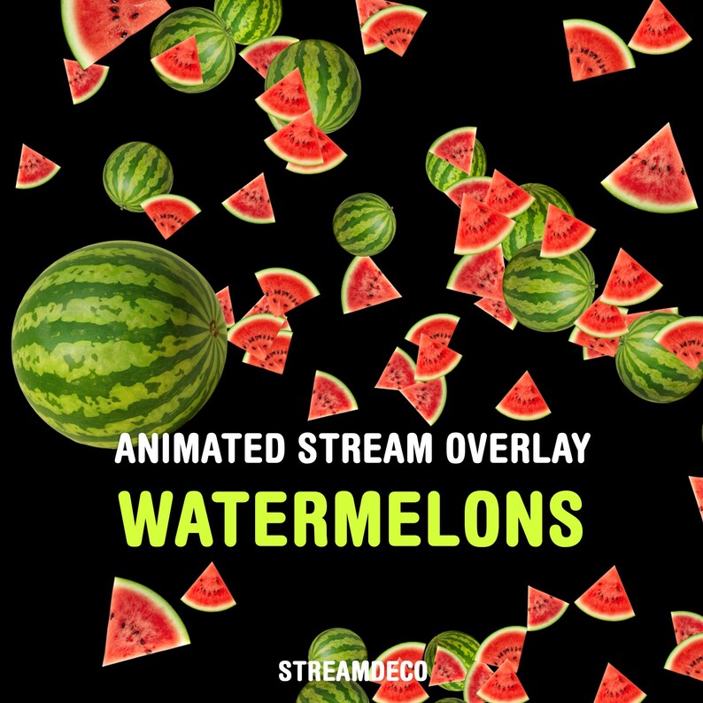 Animated Twitch Overlay Flying Watermelons, Stream Alert Follow Sub ...