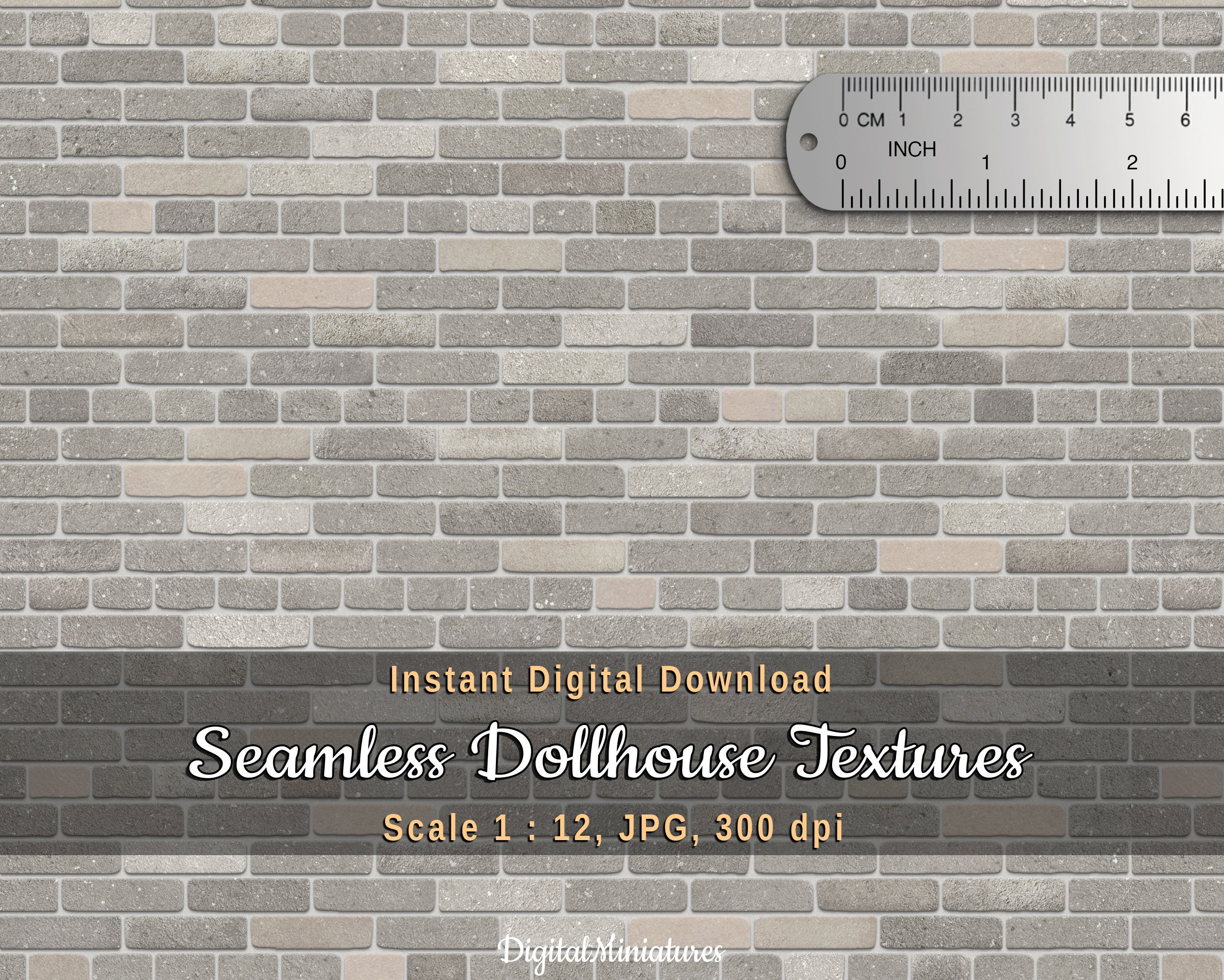 Dollhouse Wallpaper Printable White Brick, 3 Seamless Masonry Textures ...