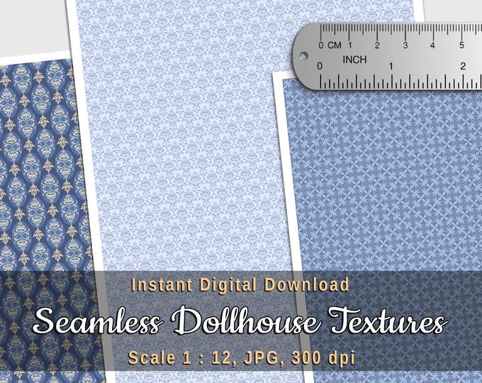 8 Miniature Rococo Dollhouse Wallpapers, 1:12 Scale Printable, Vintage ...