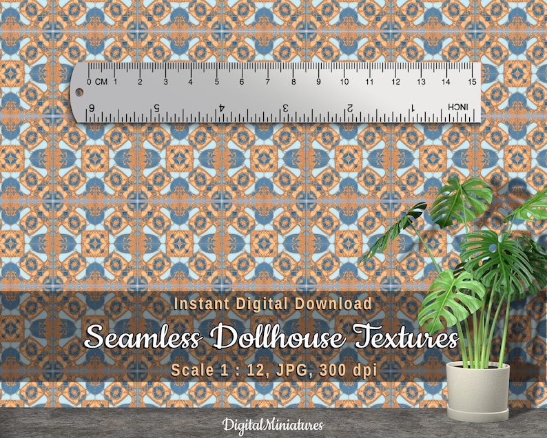 Beige and Blue Azulejo Tiles Printable Sheets for DIY Dollhouse and ...