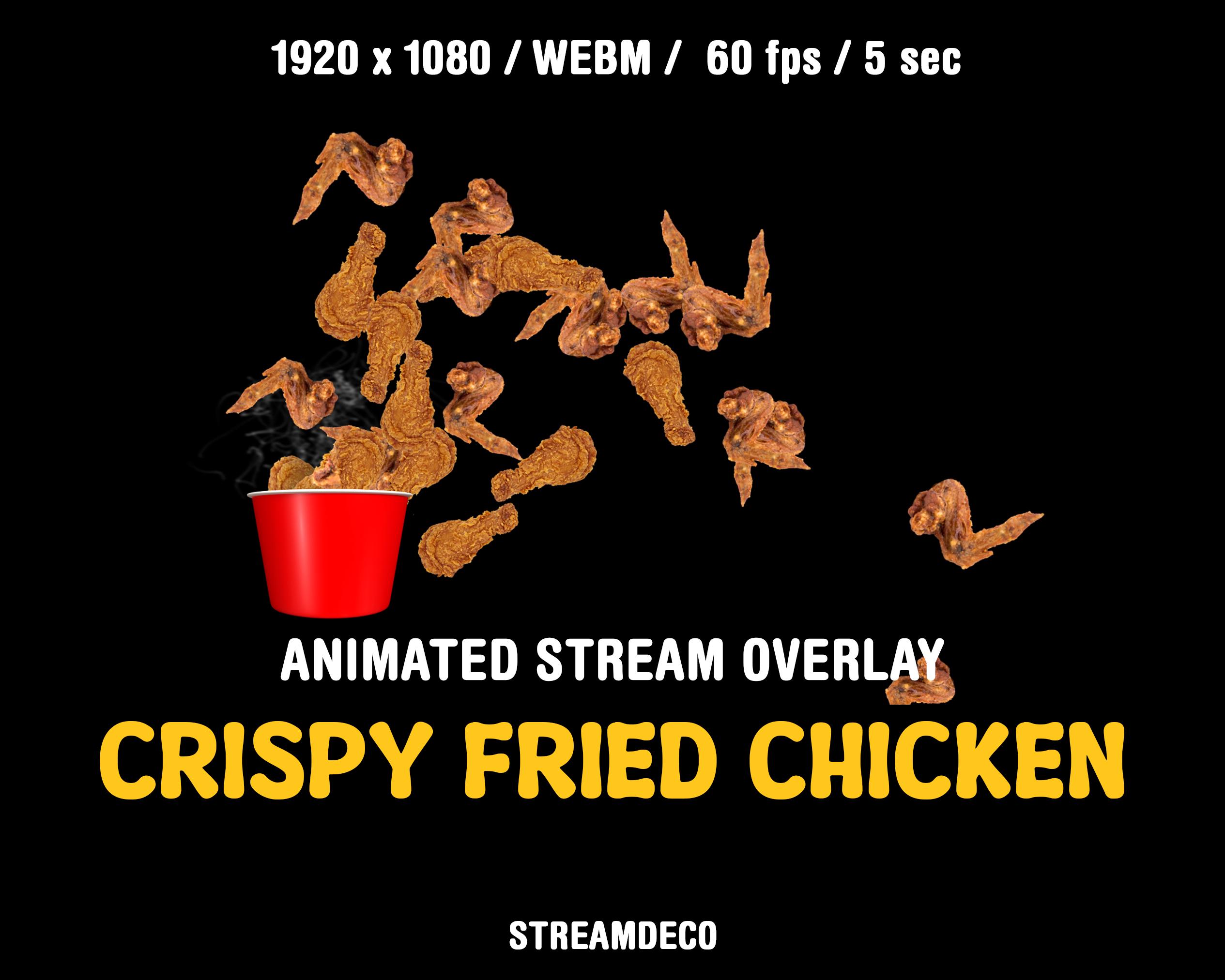Fried Chicken Stream Overlay, Animated Twitch Alert, Shooting Crispy ...