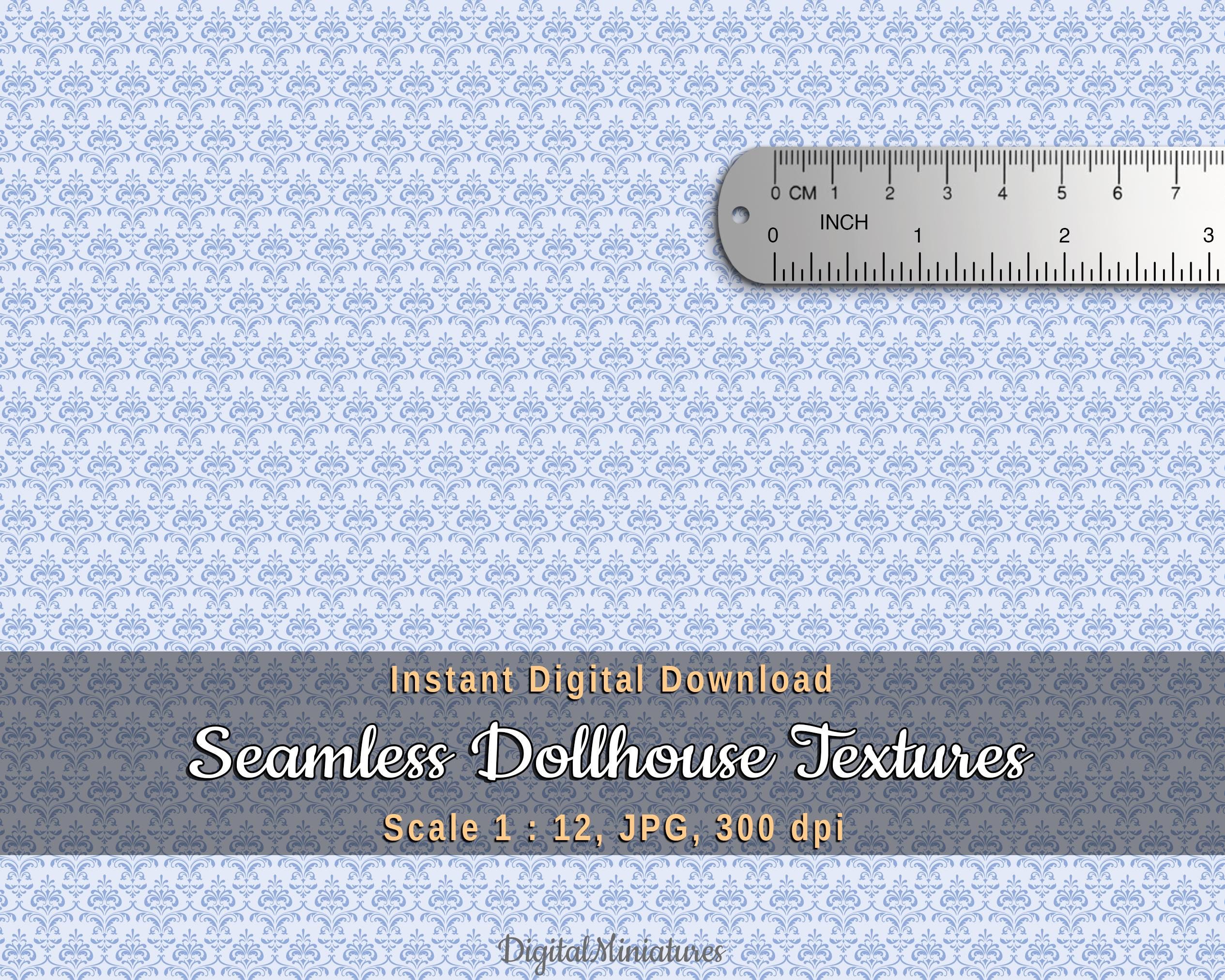 Blue Victorian Miniature Wallpaper Set – 1:12 Scale Dollhouse ...