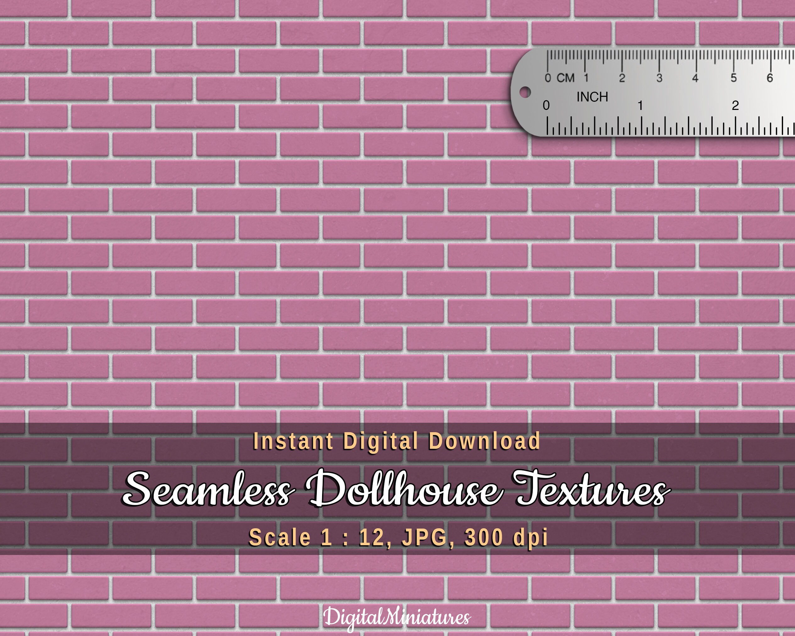 Purple Brick Dollhouse Wallpaper Printable for Miniature Doll House or ...