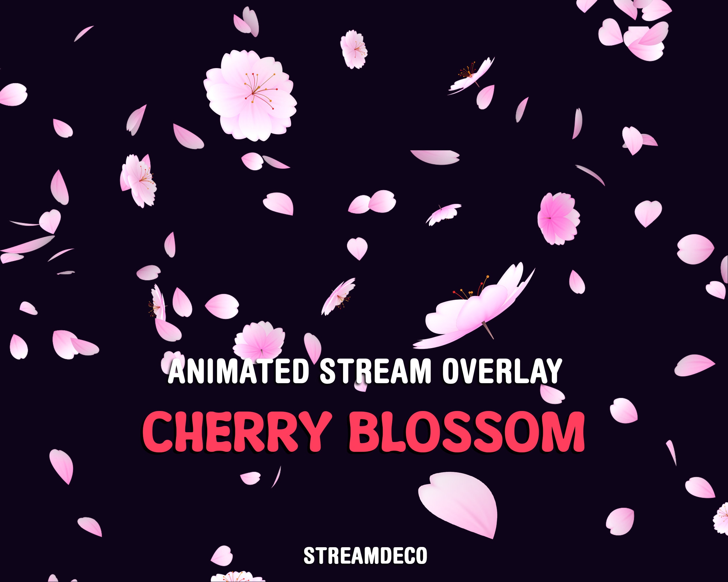Cherry Blossom Animated Stream Decoration, Sakura Petals and Flowers ...