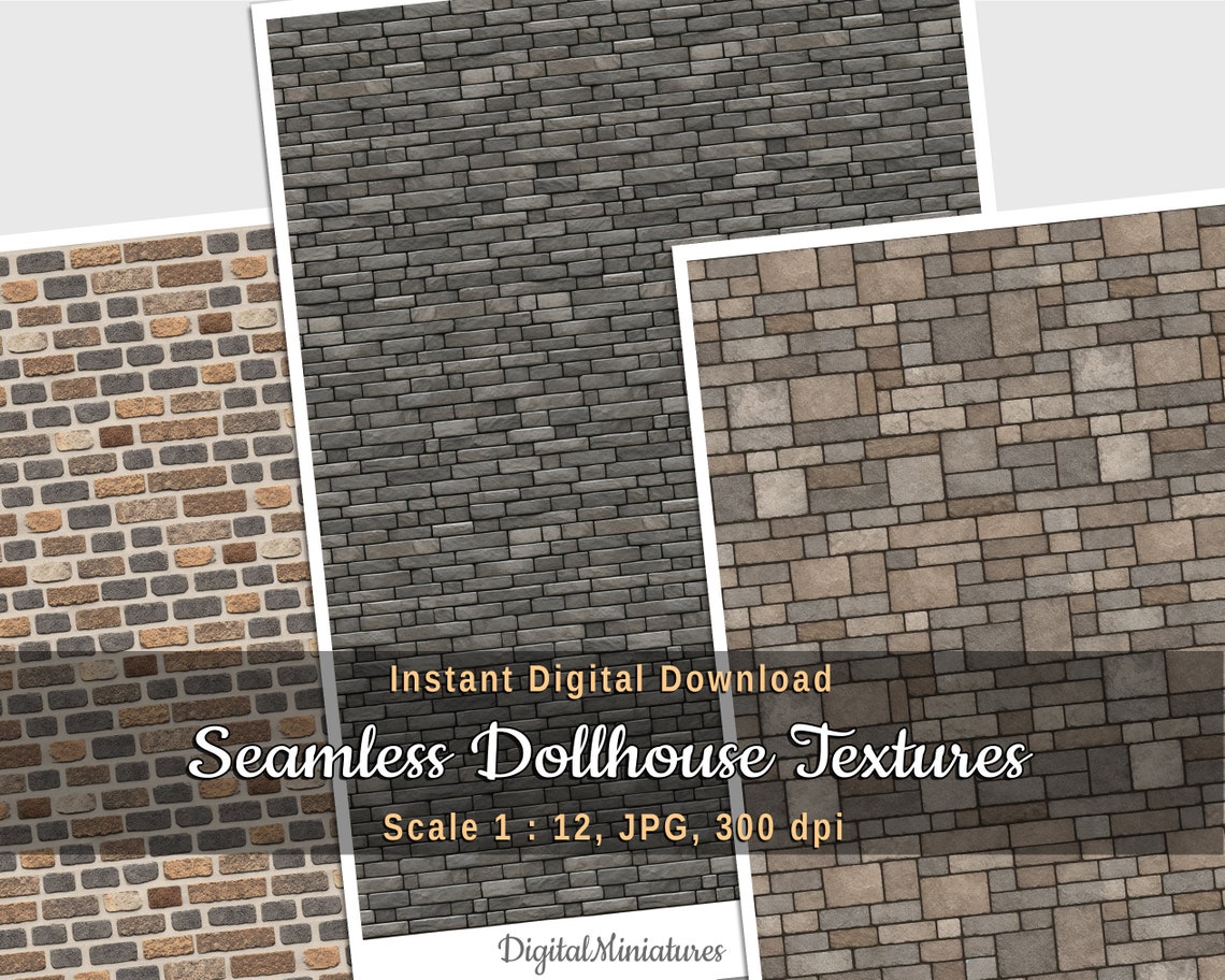 Brick and Stone Printable Sheets for DIY Dollhouse and Miniature ...