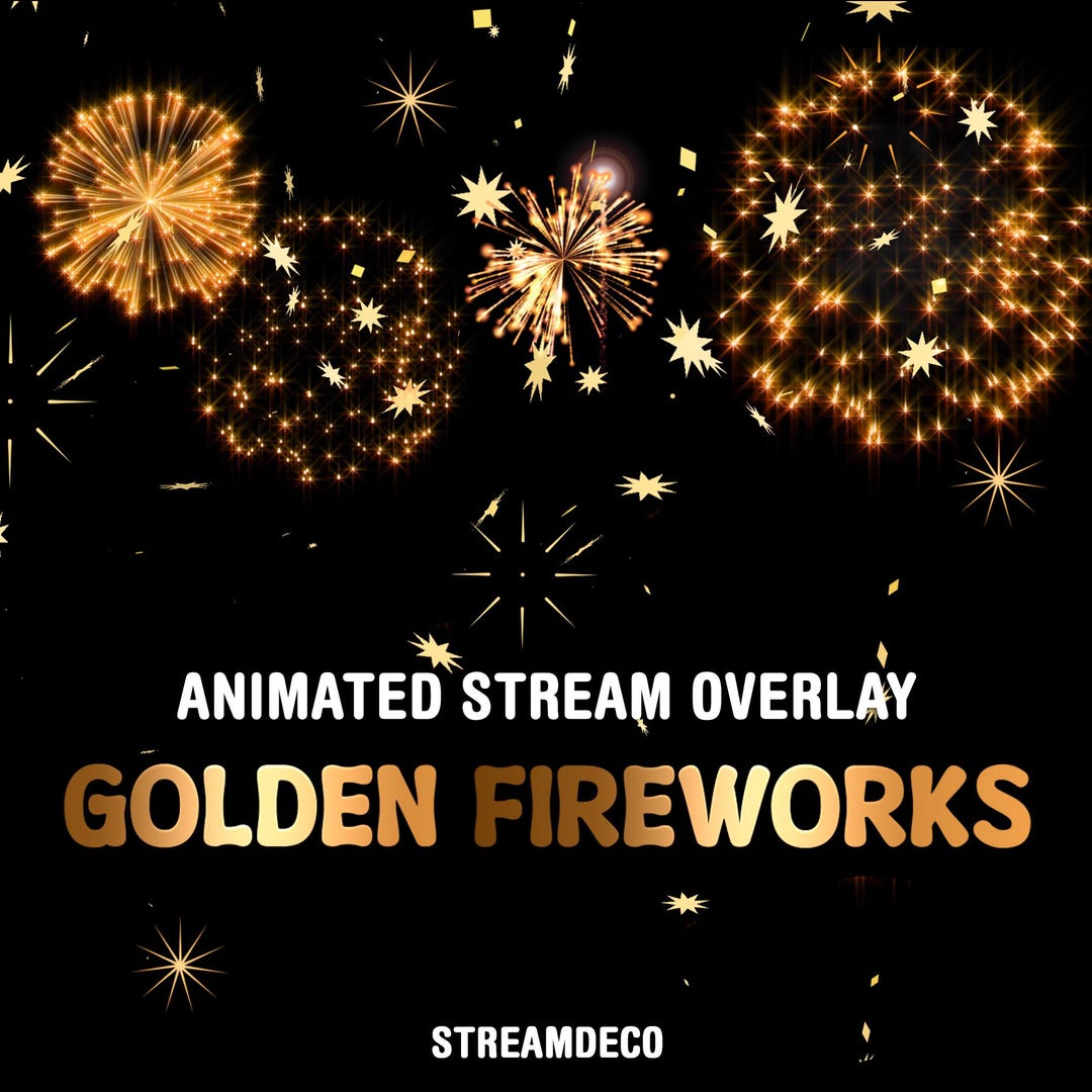 Golden Fireworks, Twitch Alert, Animated Stream Overlay, Streamer and ...