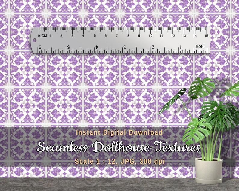 Purple Embossed Tiles Printable Sheets for DIY Dollhouse and Miniature ...